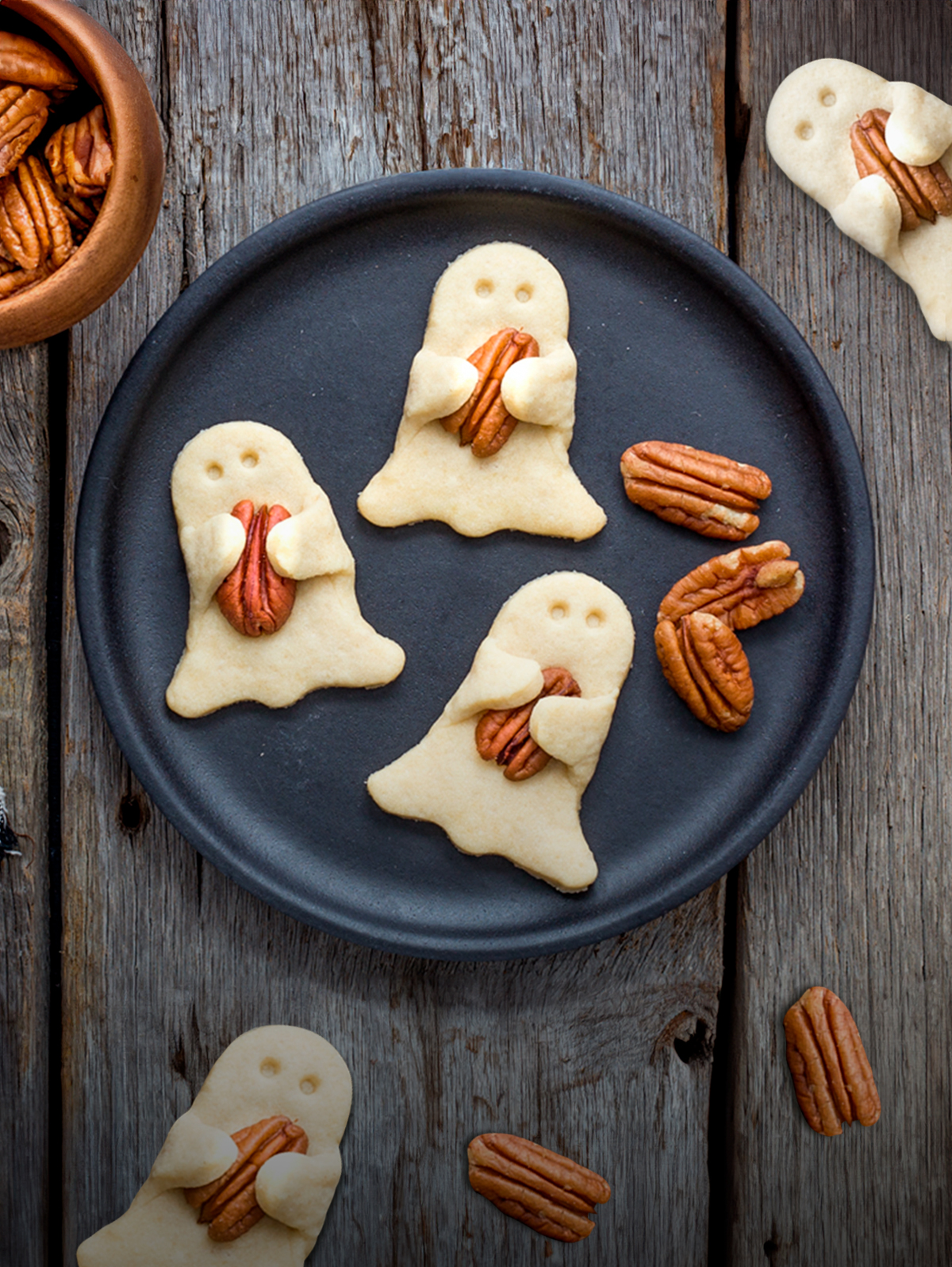 Shortbread Pecan Ghost Cookies - South Georgia